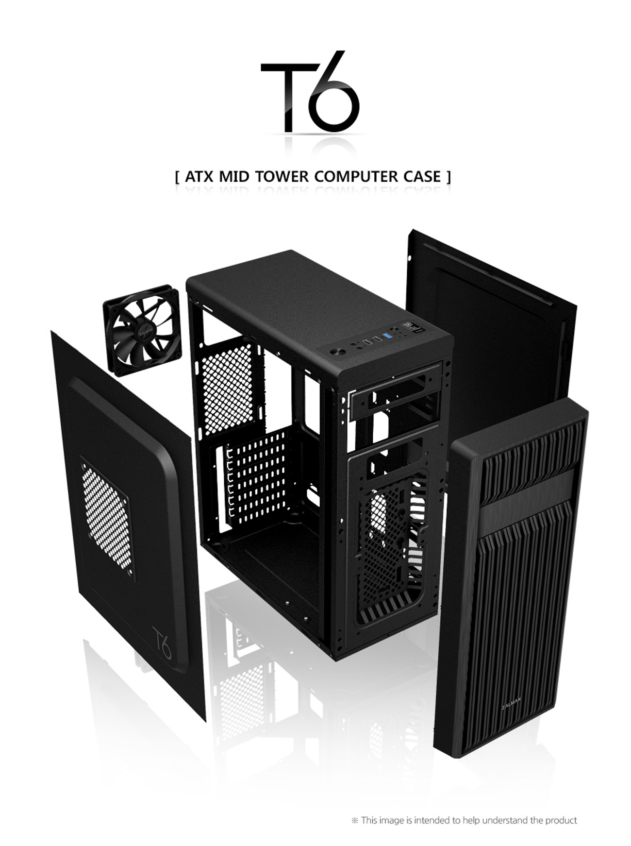 Zalman T6 ATX Mid Tower Computer/PC Case, Pre-Installed 120mm Fans with 5.25 ODD, USB 3.0 ...